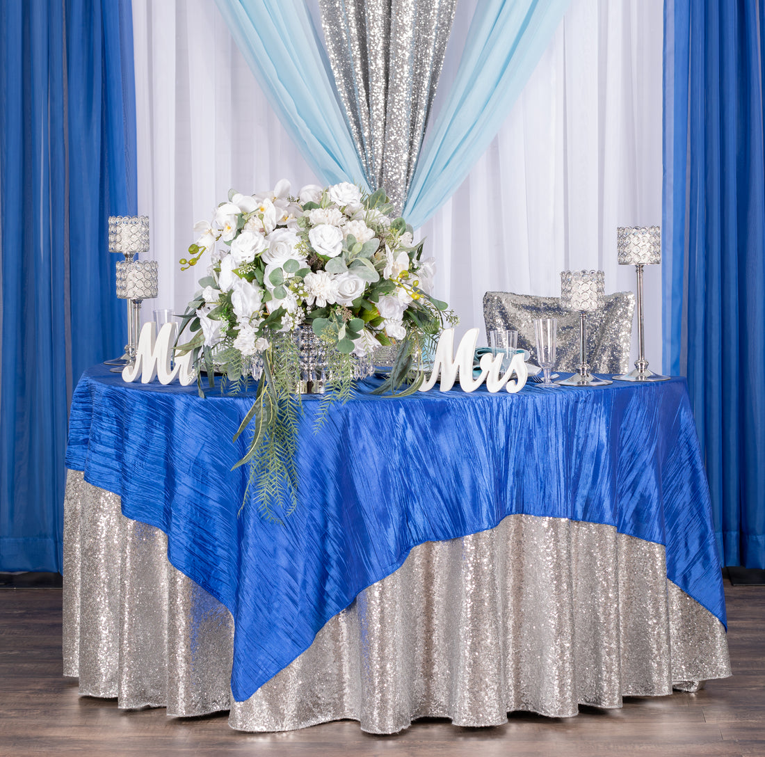 Glitz Sequins 132" Round Tablecloth - Silver - CV Linens™