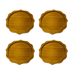 Scalloped Rustic Wood Charger Plate (4pc/pk)– CV Linens