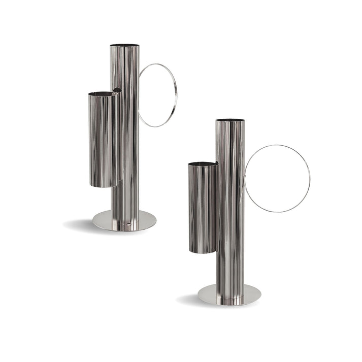 Set of 2 Modern Double Tube Floral Centerpiece Stand - Silver - CV Linens™