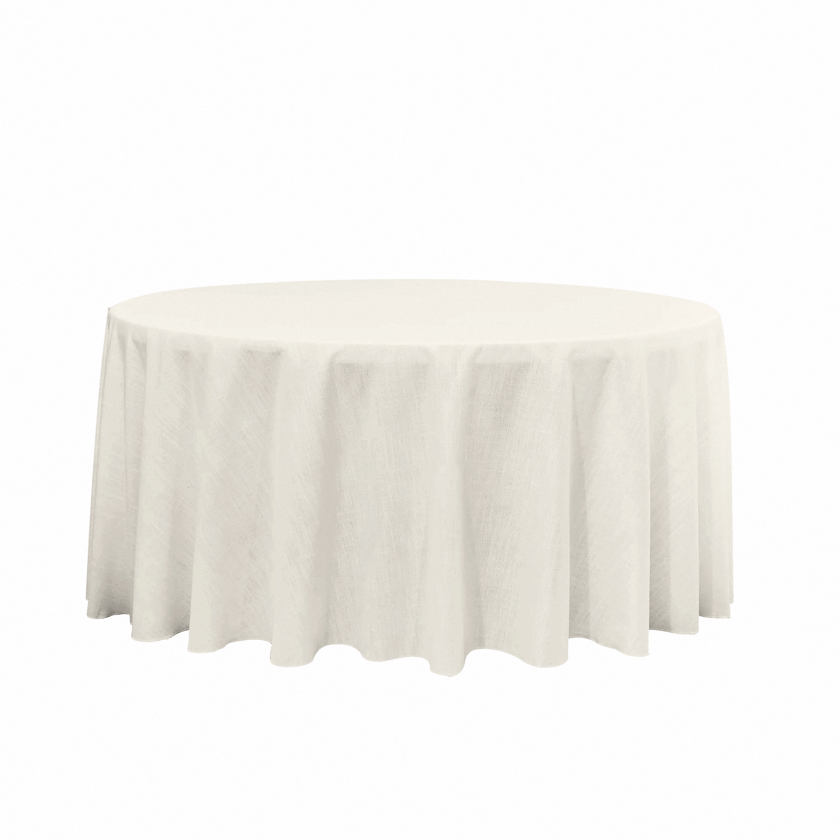 120" Round Premium Linen-Look Panama Weave Tablecloth - Light Ivory/Off ...