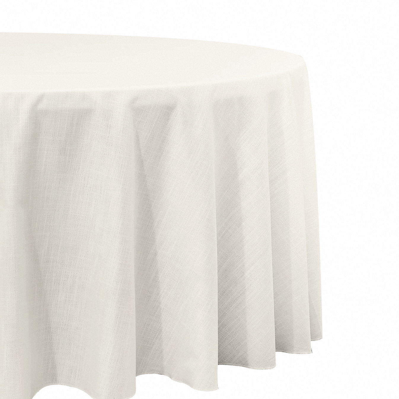 120" Round Premium Linen-Look Panama Weave Tablecloth - Light Ivory/Off ...