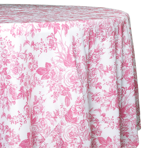 French Toile 108" Round Tablecloth - Pink - CV Linens™