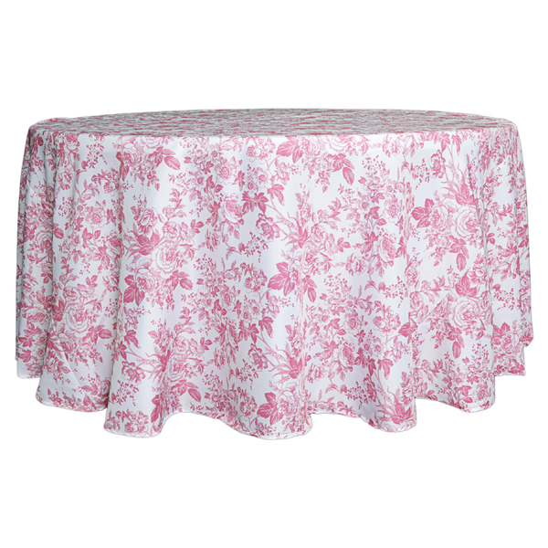 French Toile 108" Round Tablecloth - Pink - CV Linens™