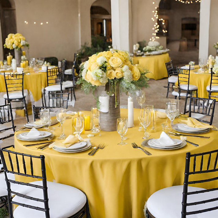 Premium Polyester 120" Round Tablecloth - Canary Yellow - CV Linens™