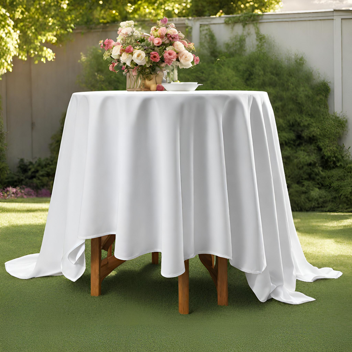 Economy Polyester Tablecloth 108" Round White - CV Linens™