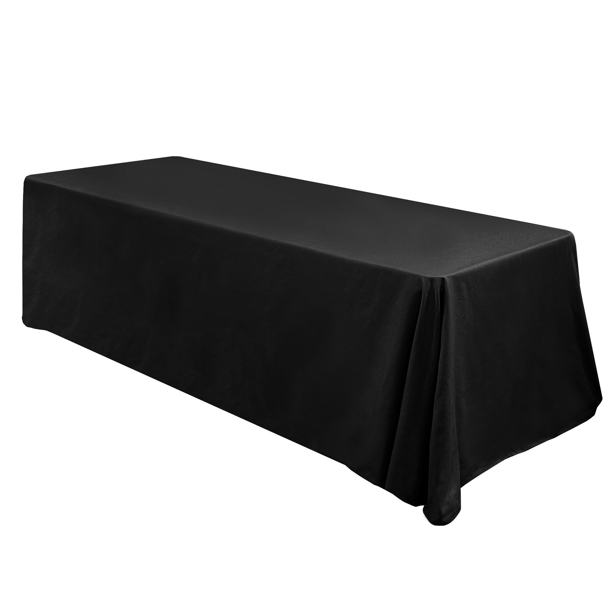 Premium 90"x156" Rectangular Black Spun Polyester Tablecloth - CV Linens™