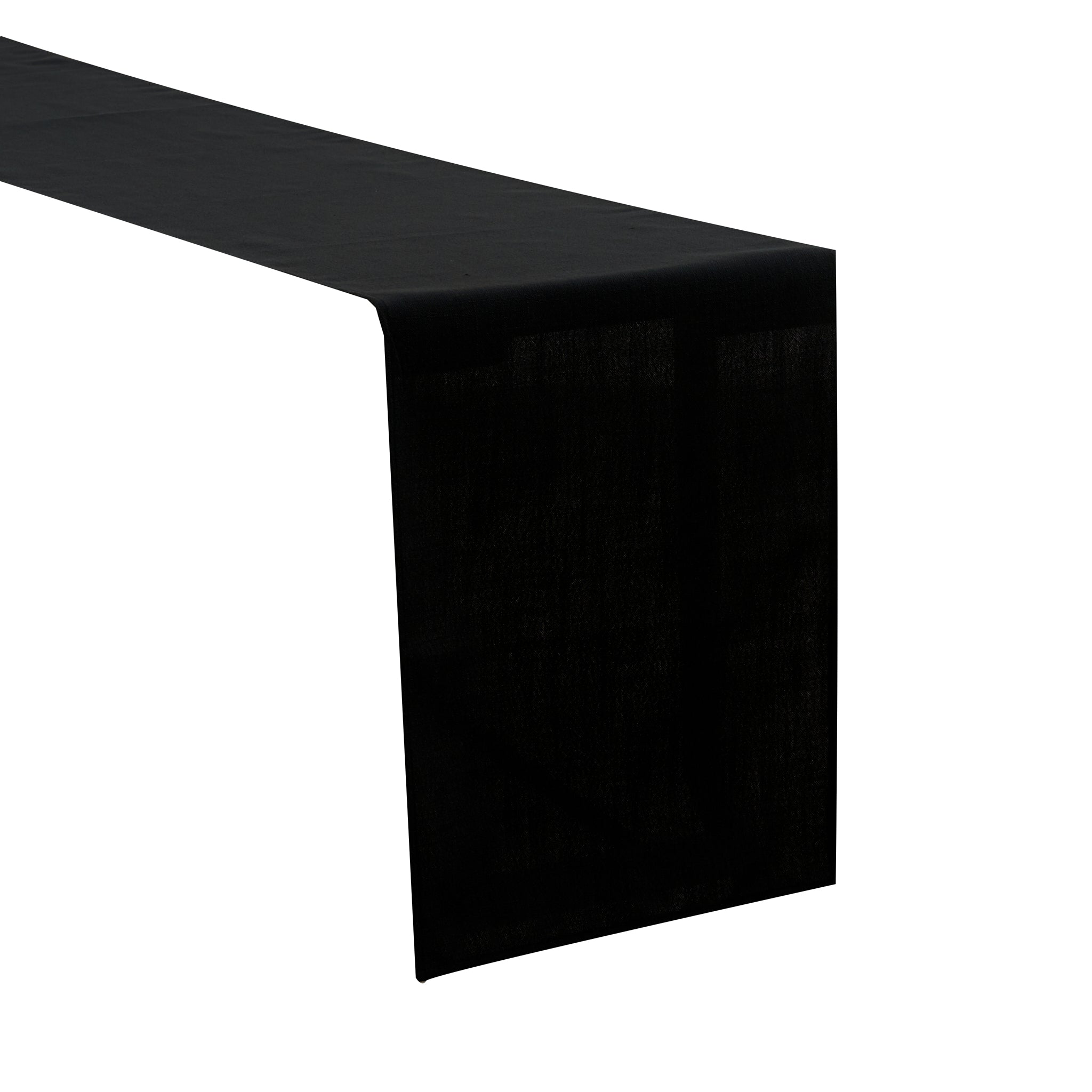 Premium Linen-Look Panama Weave Table Runner – Black | CV Linens™