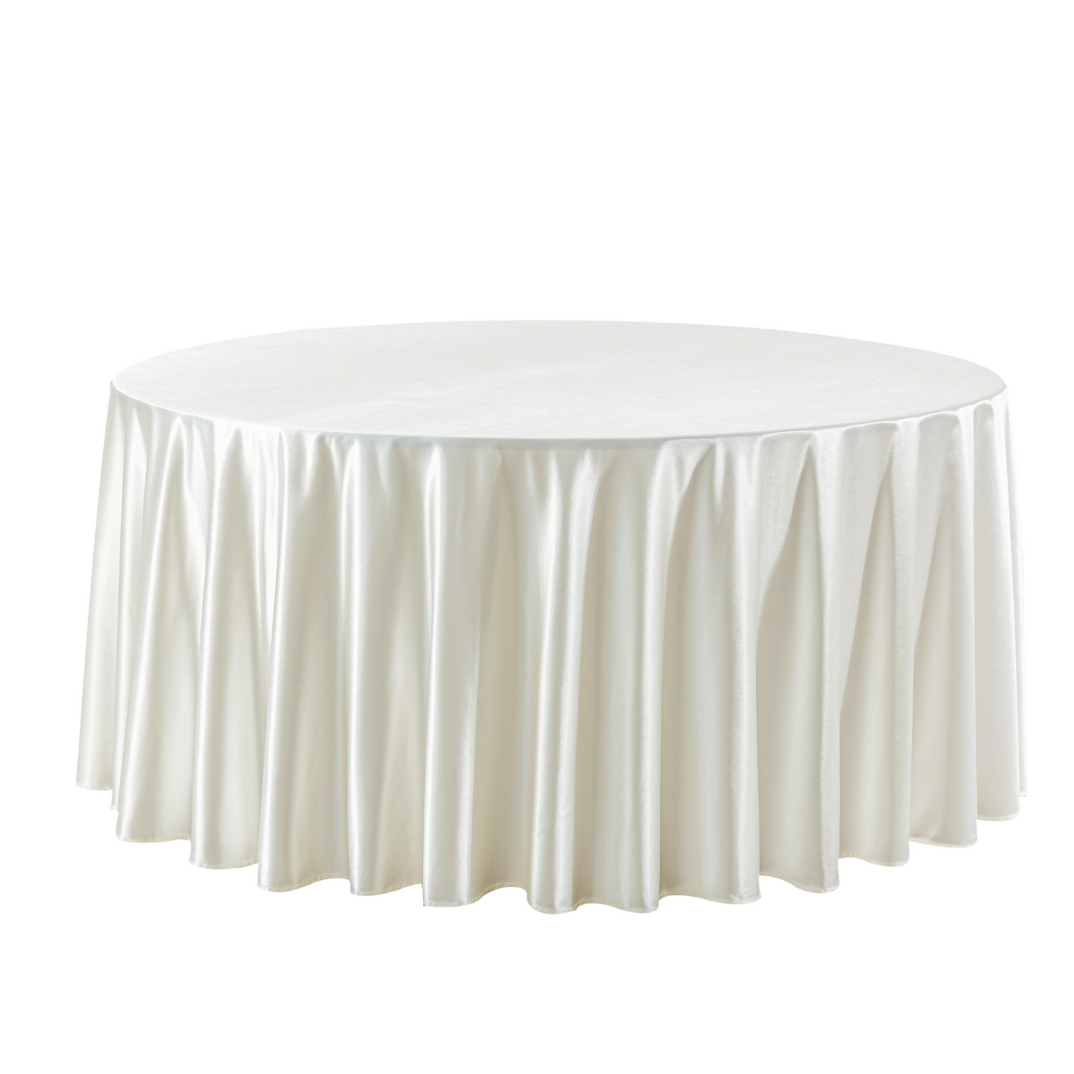 Premium Satin (Wrinkle-Resistant) 132" Round Tablecloth - Ivory - CV ...