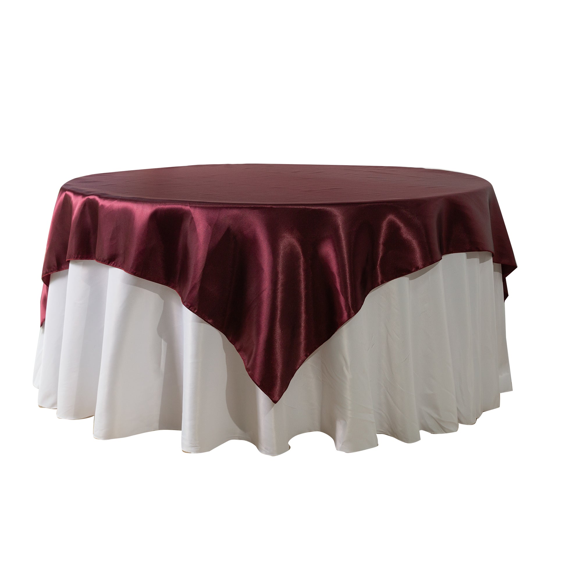 Square 72" Satin Table Overlay - Cabernet - CV Linens™