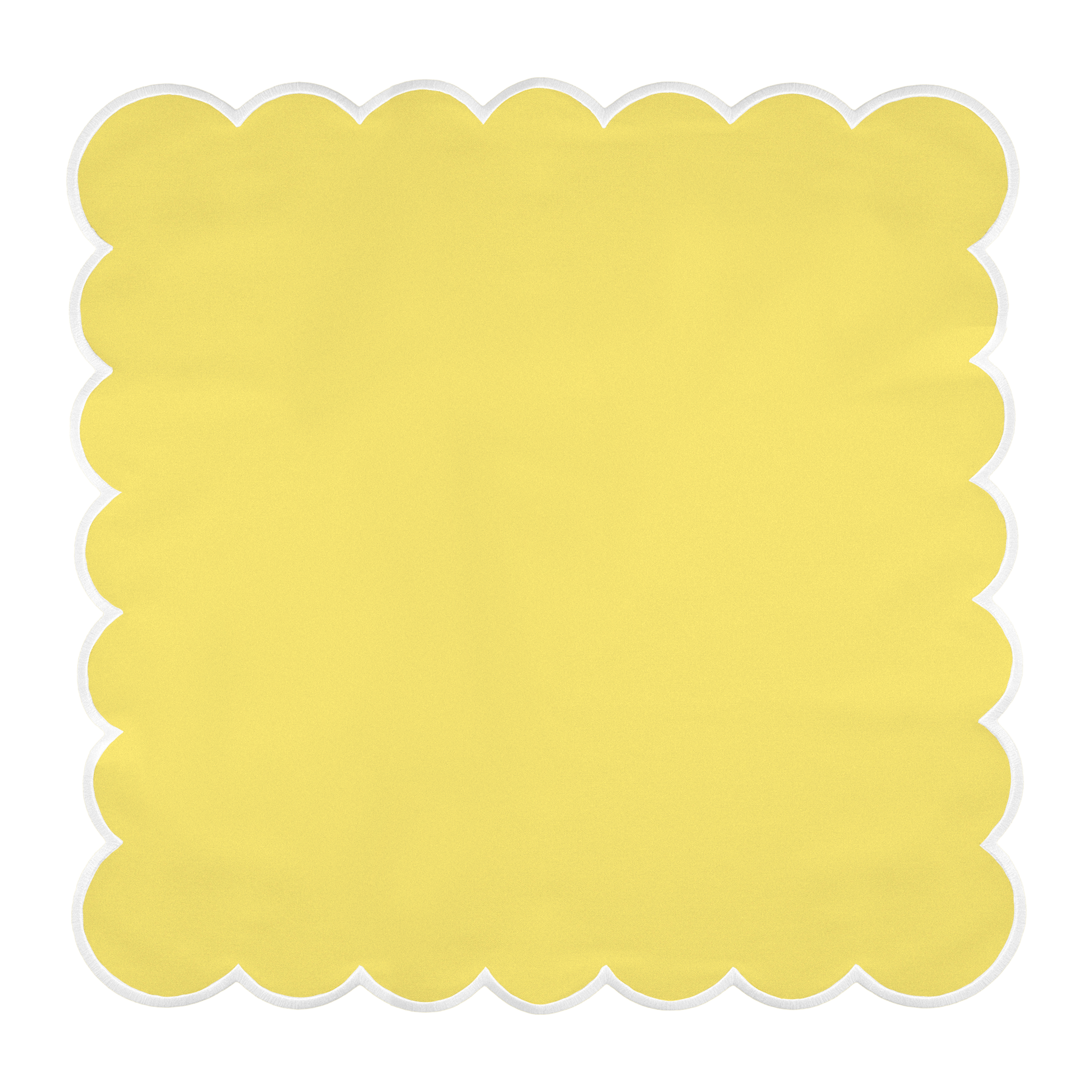 4 pc/pk Scalloped Edge Linen Napkin - Pastel Yellow/White Trim– CV Linens