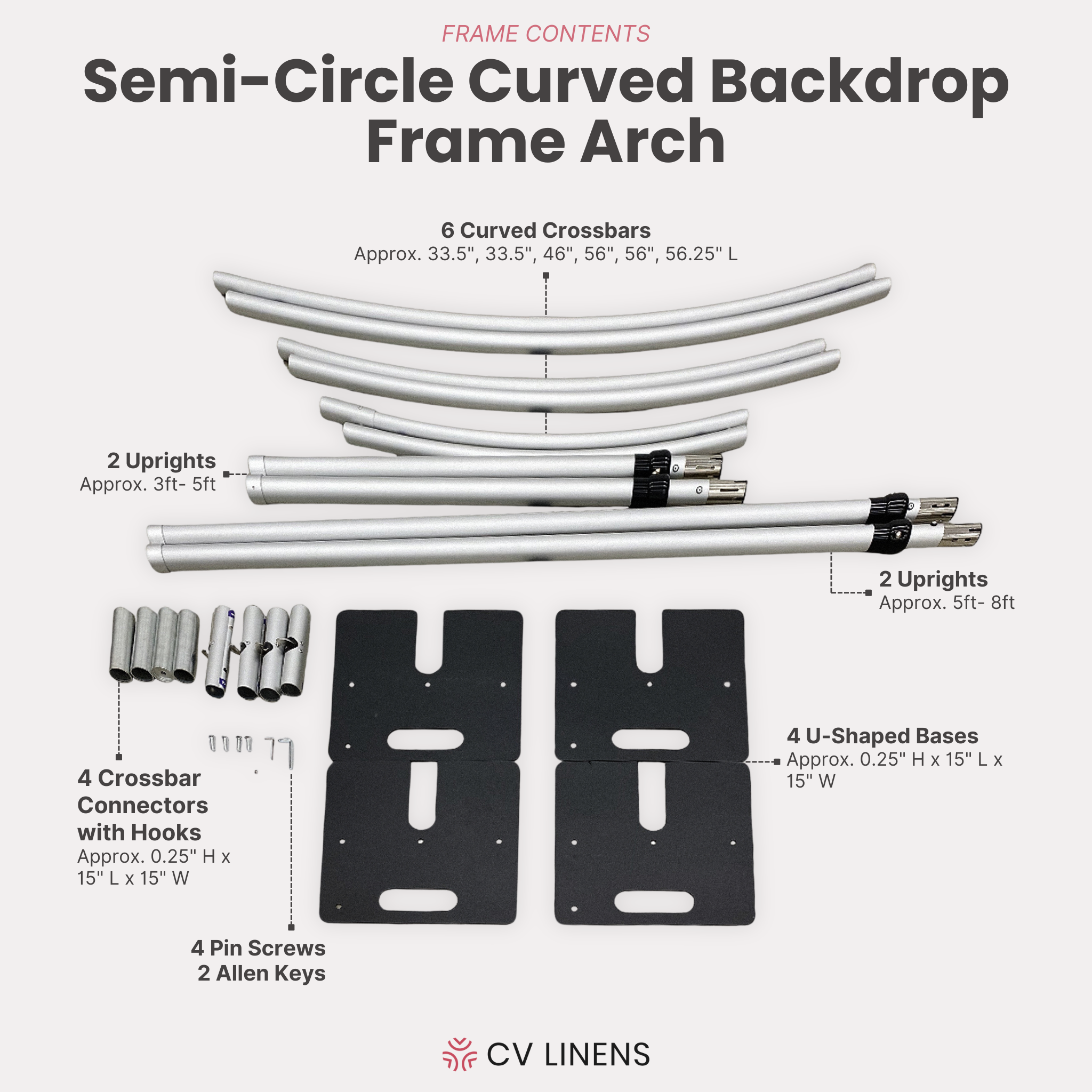 Semi-circle Curved 8.8ft Backdrop Frame Arch– CV Linens
