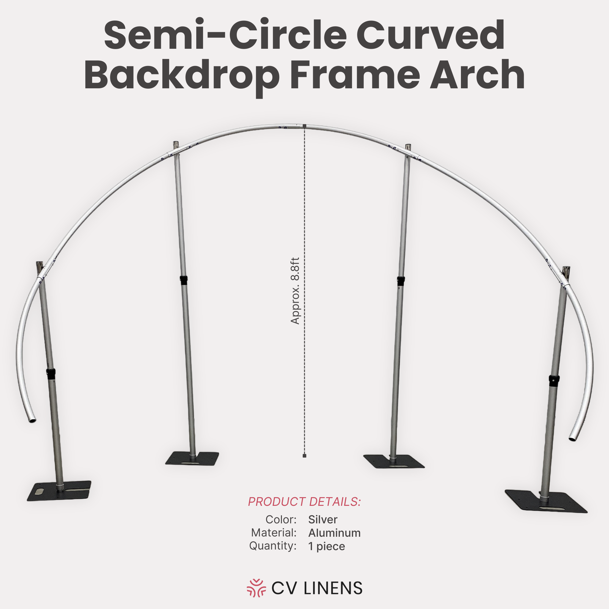 Semi-circle Curved 8.8ft Backdrop Frame Arch– CV Linens