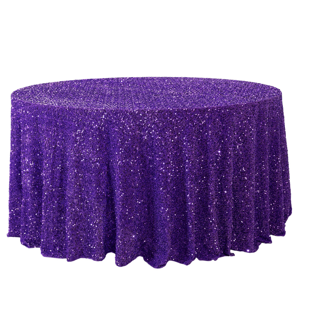 Purple Sequin Velvet 132" Round Tablecloth CV Linens™