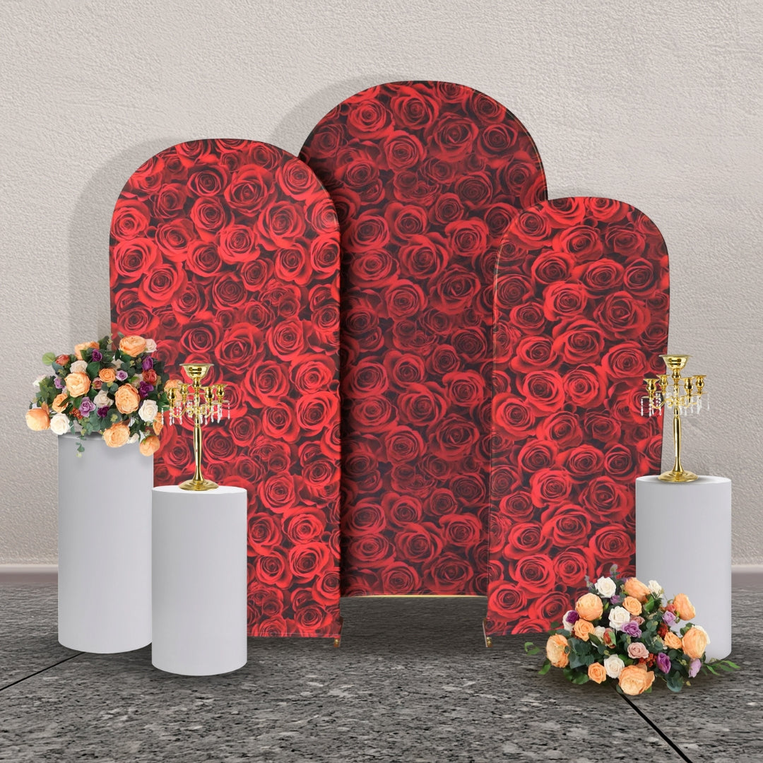 Spandex Covers for Trio Arch Frame Backdrop 3pc/set - Red Roses - CV ...
