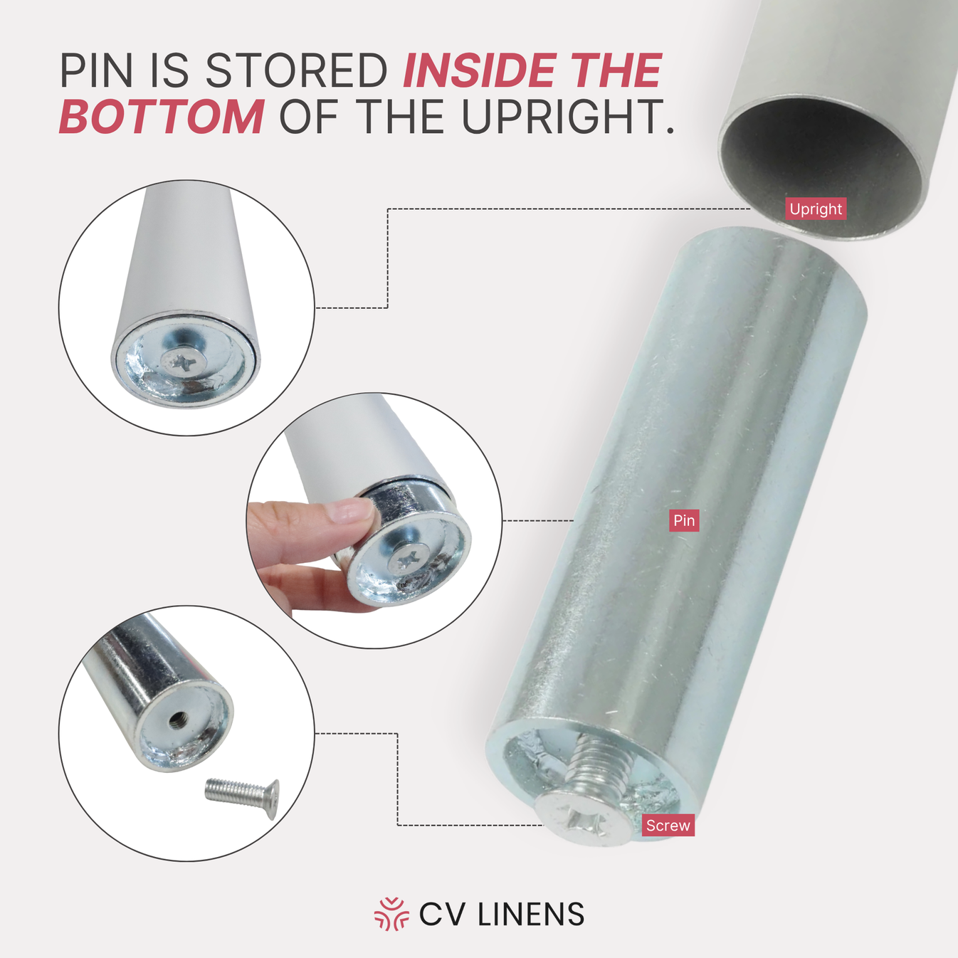 Slip-fit Telescopic Upright 7ft to 17ft w/ Slip Lock Collar - CV Linens™