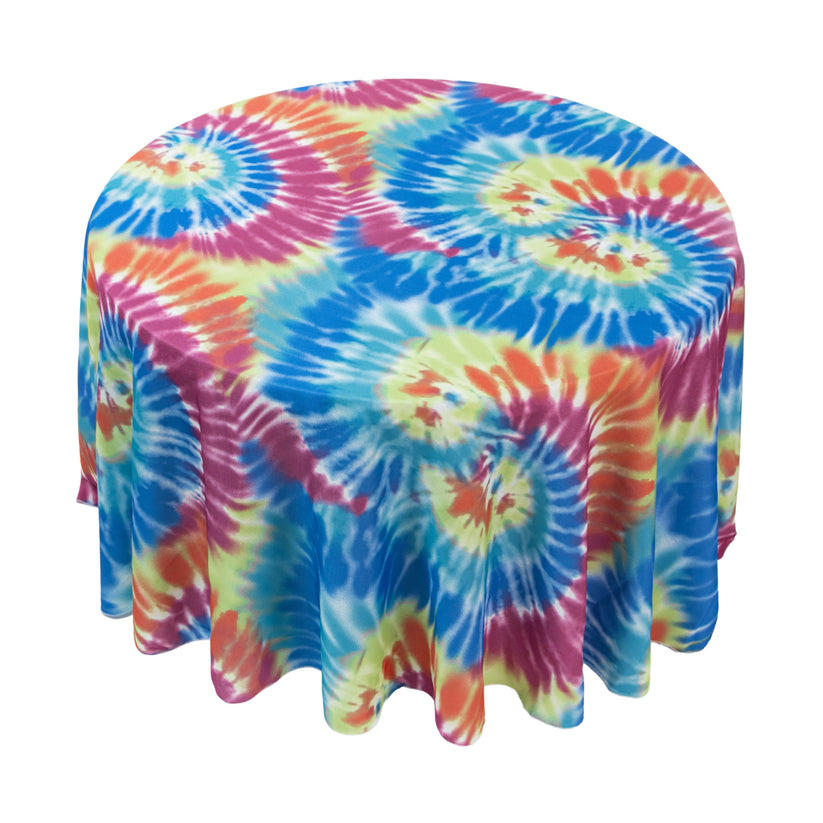 Tie-Dye Polyester 108" Round Tablecloth - CV Linens™