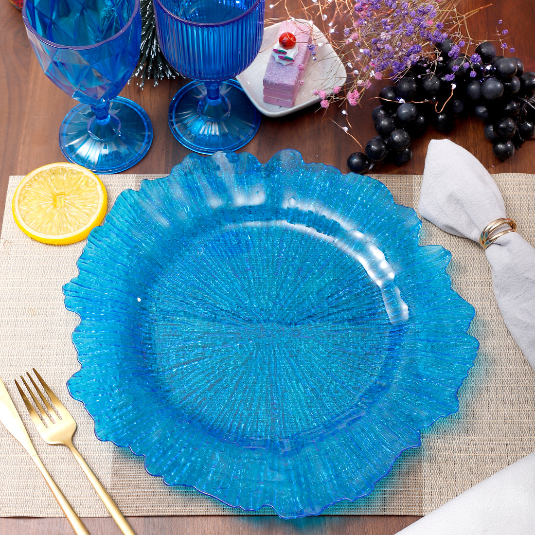 Transparent Reef Plastic Charger Plate - Blue - CV Linens™