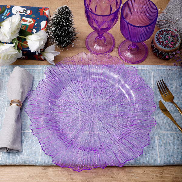 Transparent Reef Plastic Charger Plate - Lavender - CV Linens