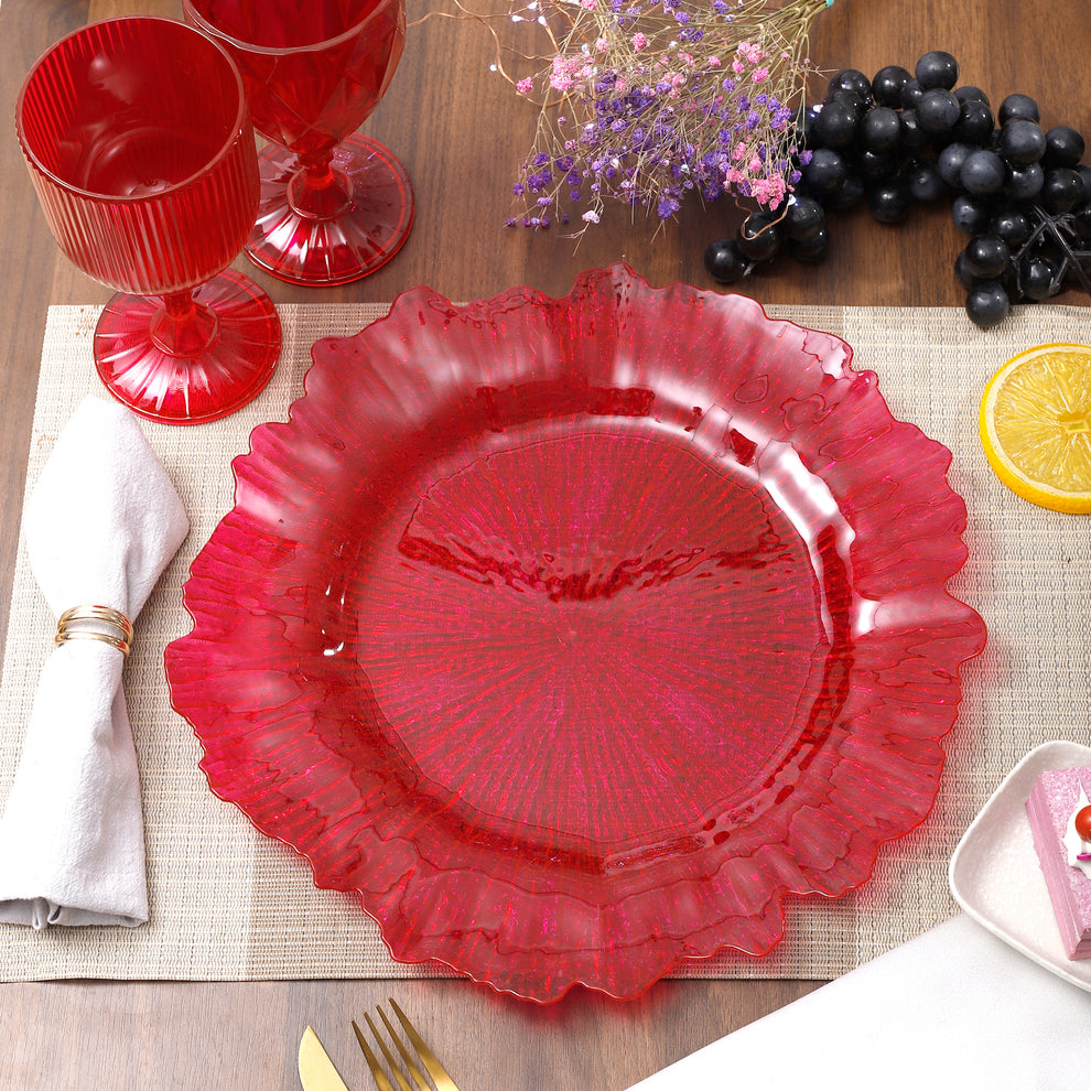 Transparent Reef Plastic Charger Plate - Red - CV Linens™