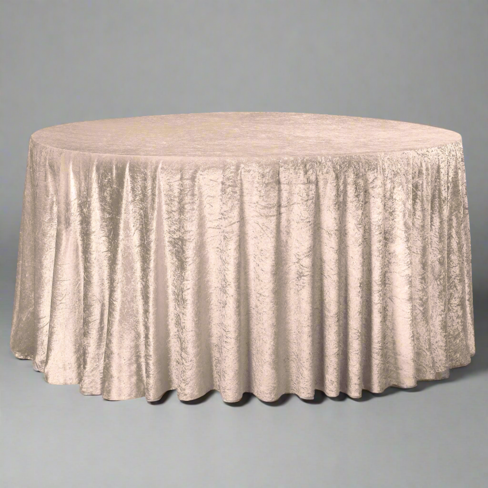 Velvet 120" Round Tablecloth - Beige - CV Linens™