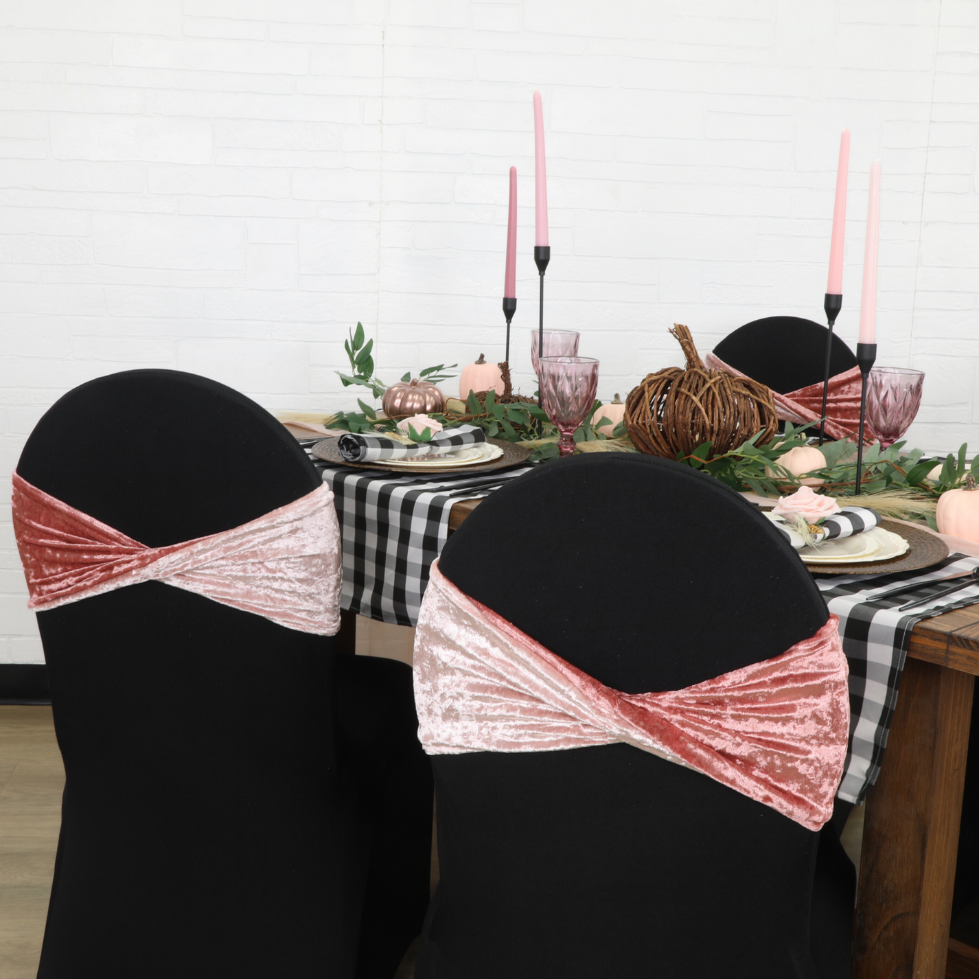 Velvet Ruffle Stretch Chair Band - Blush/Rose Gold - CV Linens™