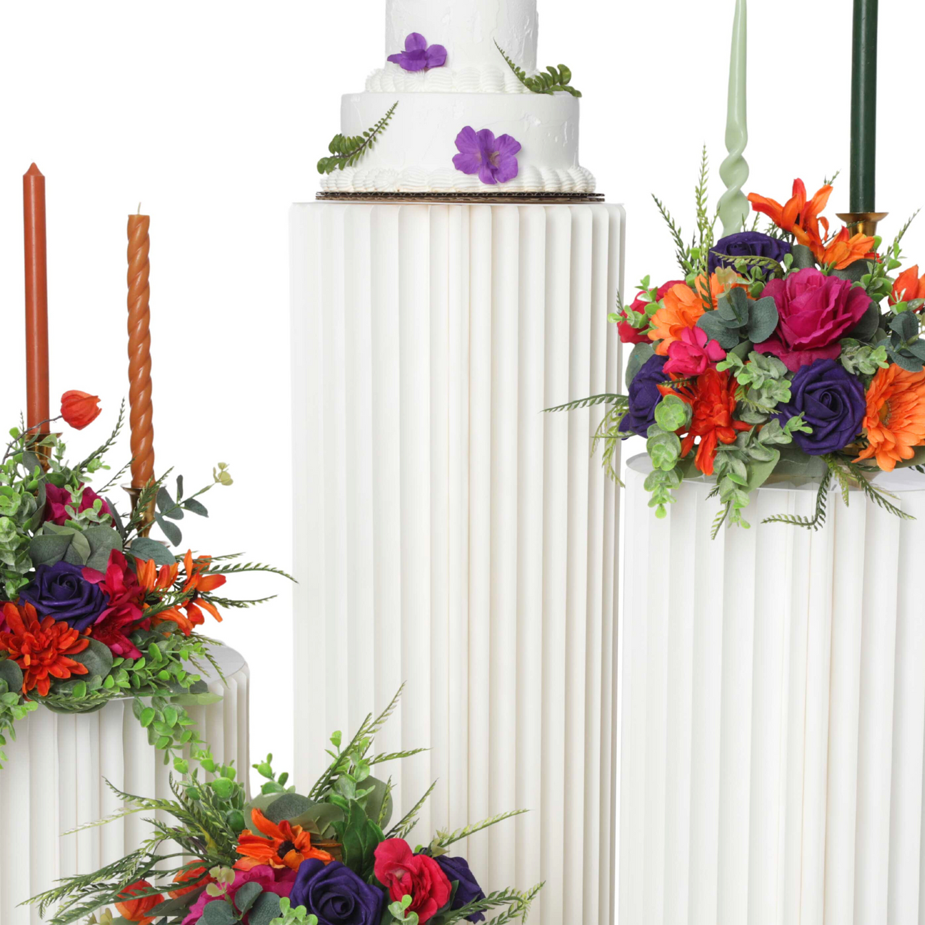 Accordion Foldable Paper Pedestal Display Stand with Top Plate 4 pcs ...