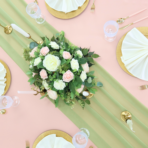 Chiffon Wedding Table Runner 10FT x 27" - Sage Green - CV Linens