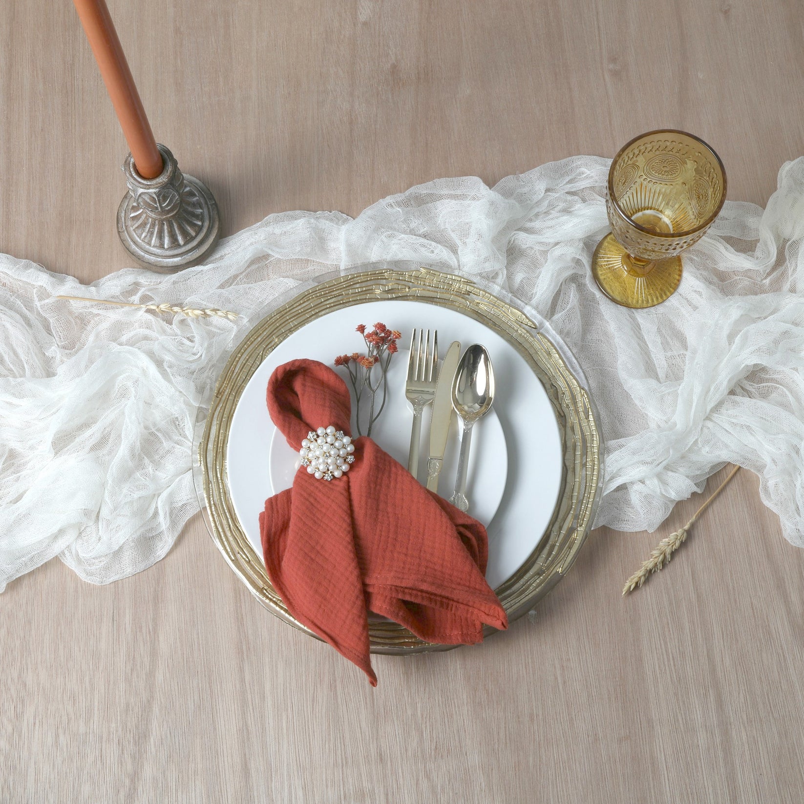 Cotton Gauze Crinkle Napkins 16"x16" (5 pcs/pk) - Rust– CV Linens