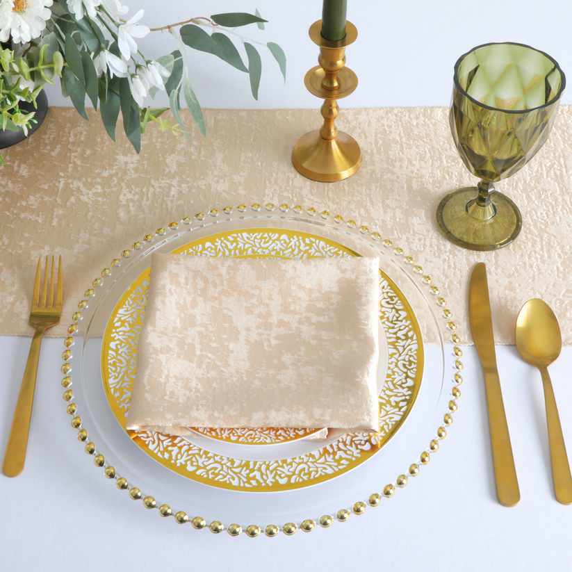 5pcs/pk Champagne Crinkle Shimmer 20”x20” Napkins - CV Linens™