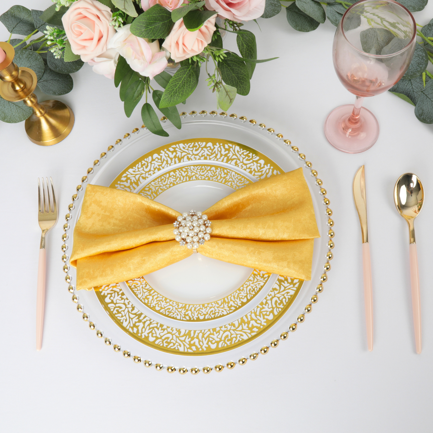 5pcs/pk Gold Crinkle Shimmer 20”x20” Napkins - CV Linens™
