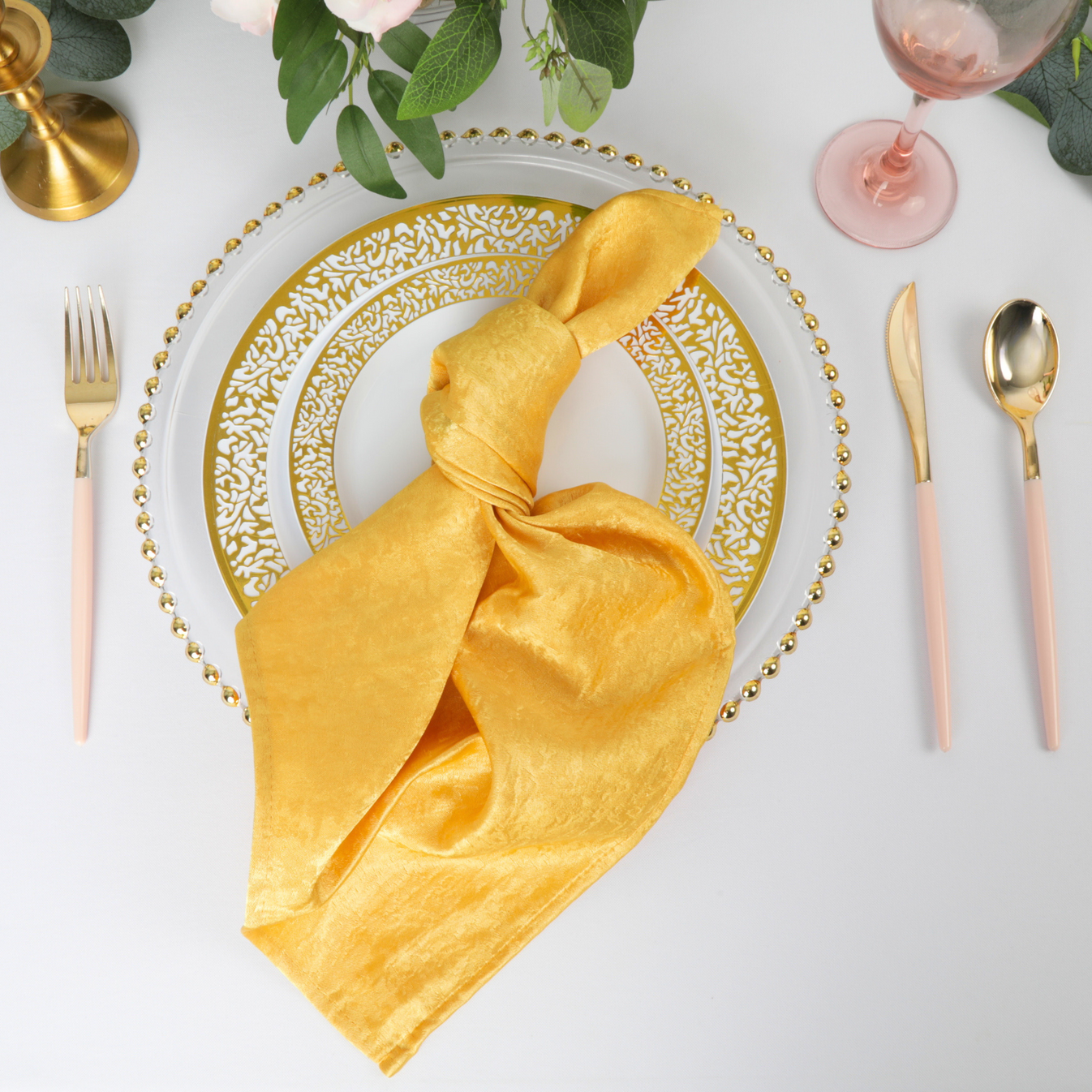 5pcs/pk Gold Crinkle Shimmer 20”x20” Napkins - CV Linens™
