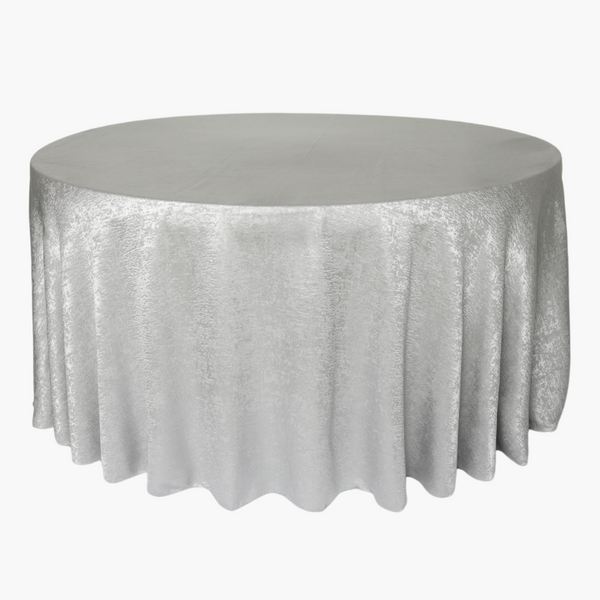 Crinkle Shimmer 132" Round Tablecloth - Silver - CV Linens