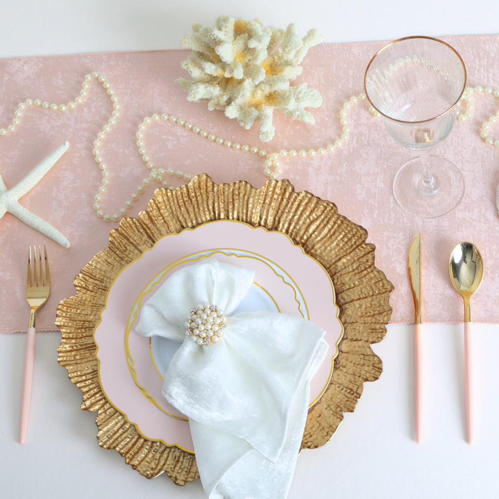 Crinkle Shimmer Table Runner - Blush/Rose Gold - CV Linens™