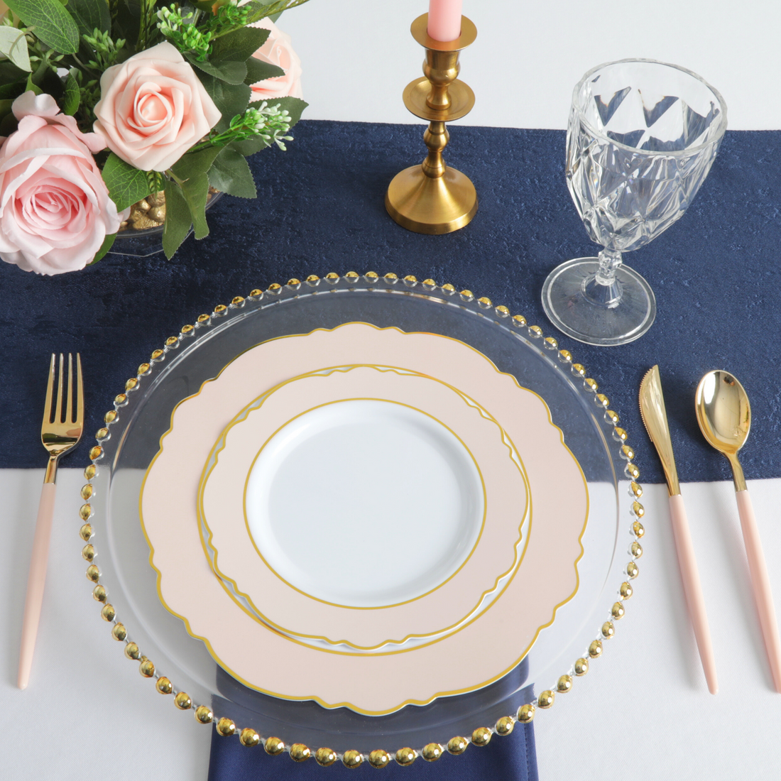 Wholesale Crinkle Shimmer Table Runners Navy Blue - CV Linens