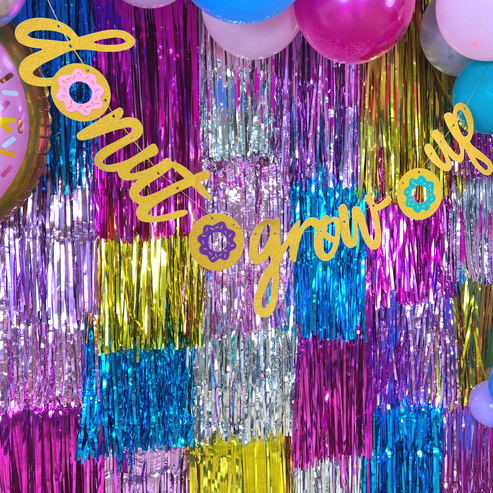 Gold Metallic Foil Fringe Backdrop Curtain 6.5 ft - CV Linens™