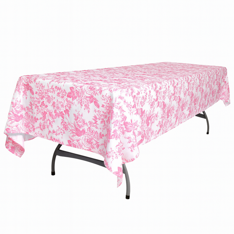 French Toile 60"x120" Rectangular Tablecloth - Pink– CV Linens