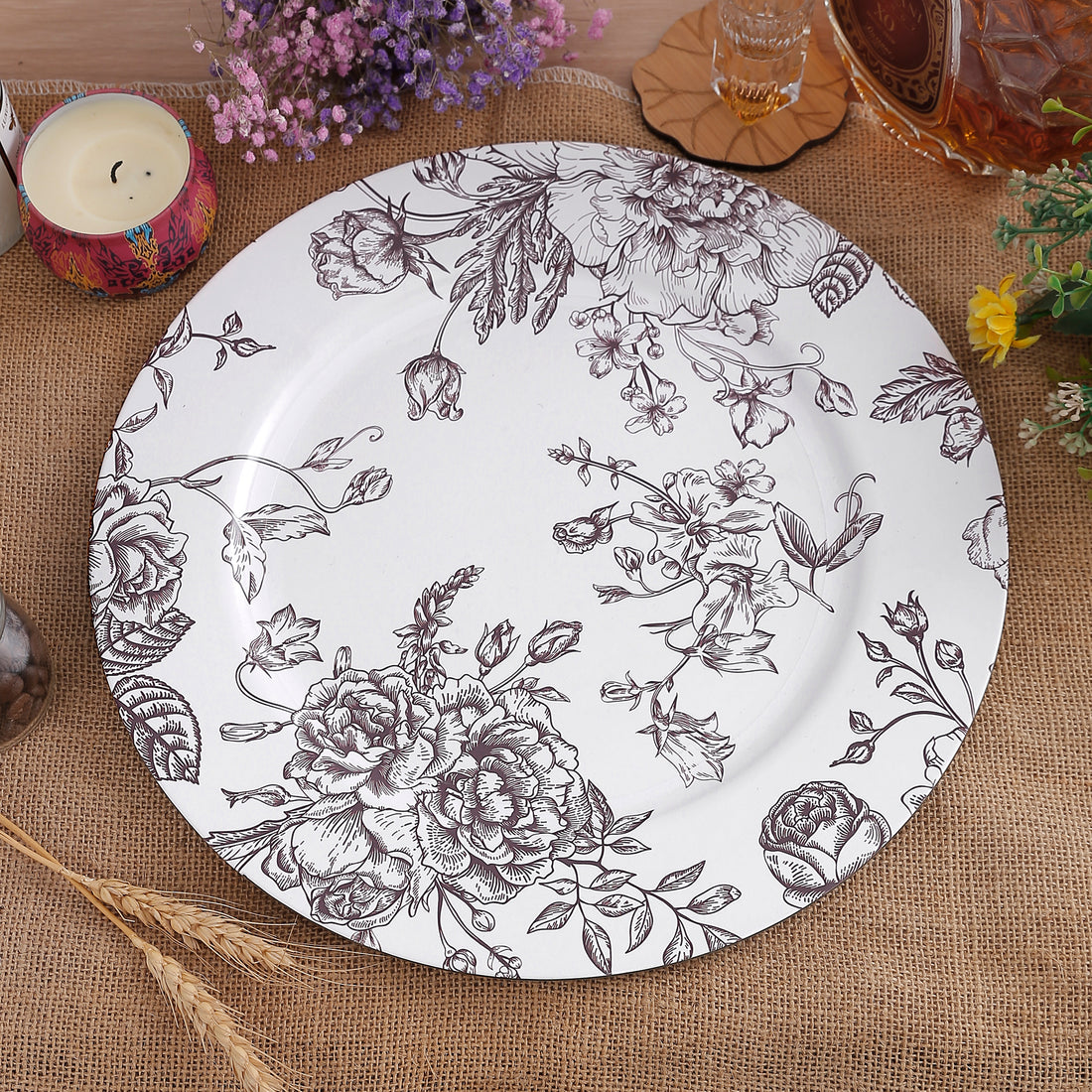 Chocolate French Toile Acrylic Charger Plates– CV Linens