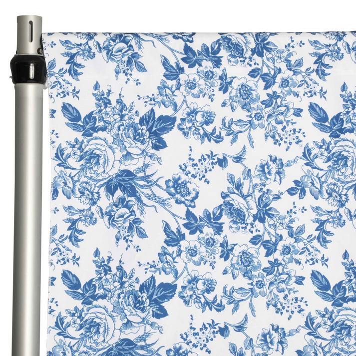 French Toile 10ft H x 52" W Drape/Backdrop Panel - Blue– CV Linens