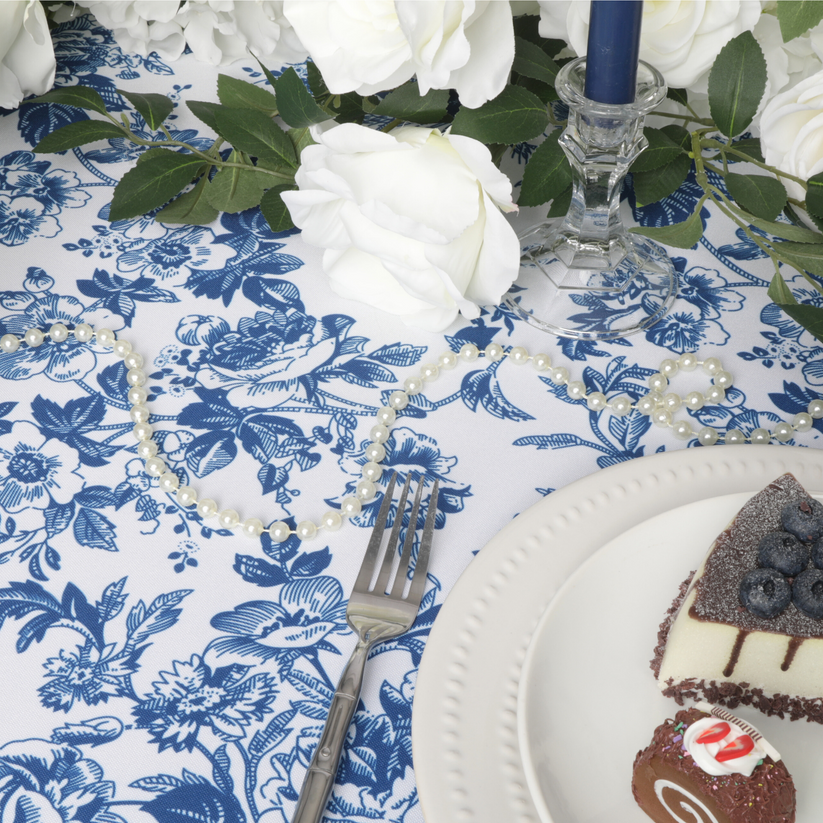 French Toile 60"x120" Rectangular Tablecloth - Blue - CV Linens™