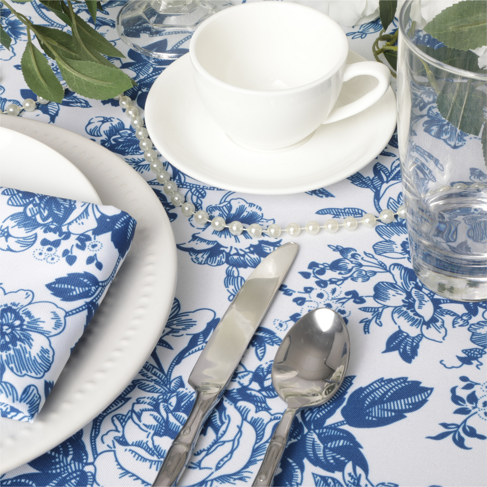 French Toile 60"x120" Rectangular Tablecloth - Blue - CV Linens™