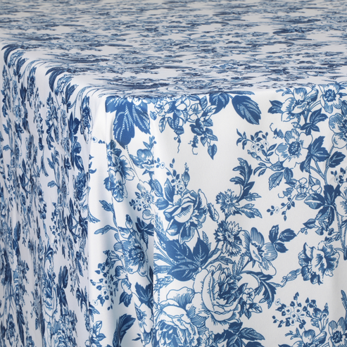 French Toile 60"x120" Rectangular Tablecloth - Blue - CV Linens