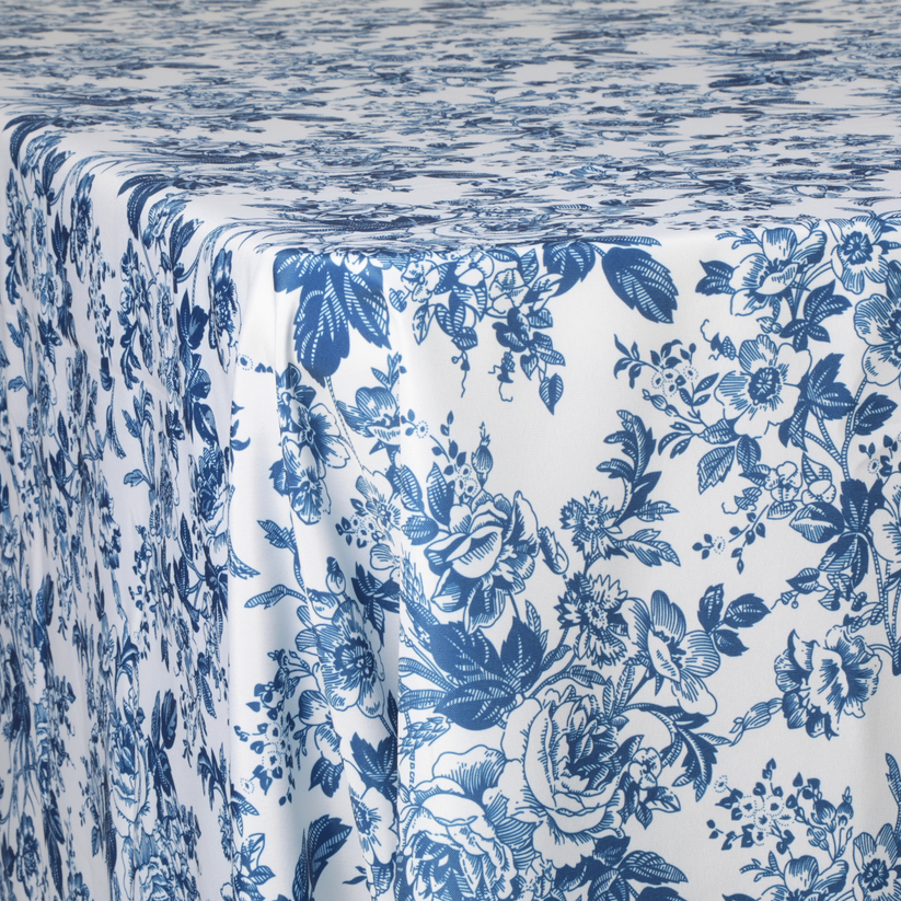 French Toile 60"x120" Rectangular Tablecloth - Blue - CV Linens