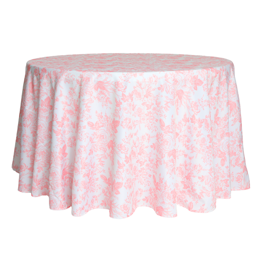 French Toile 120" Round Tablecloth - Coral - CV Linens™