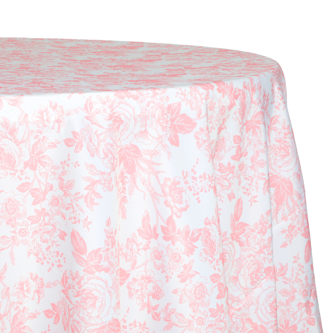 French Toile 108" Round Tablecloth - Coral - CV Linens™