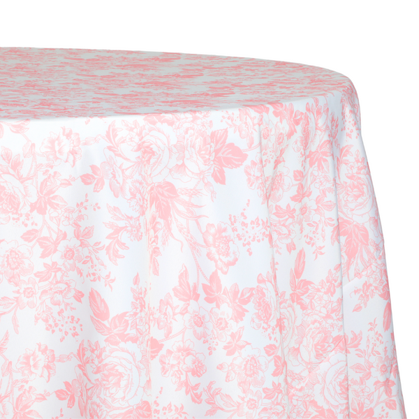 French Toile 108" Round Tablecloth - Coral - CV Linens™