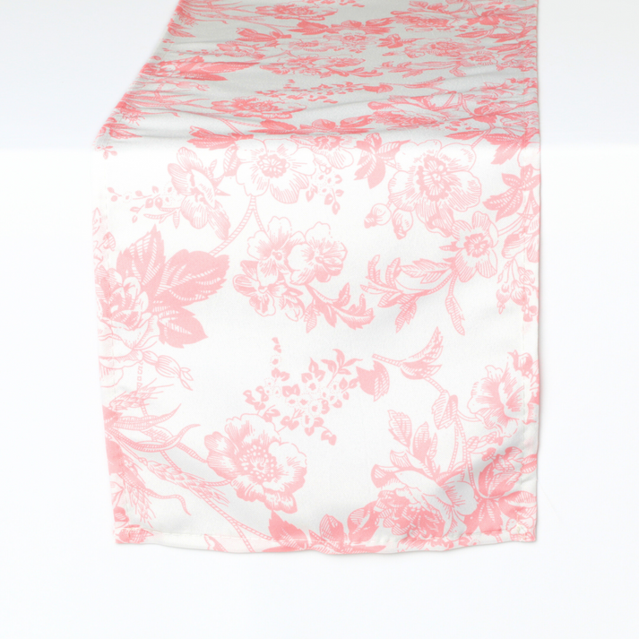 French Toile Table Runner Coral - CV Linens™