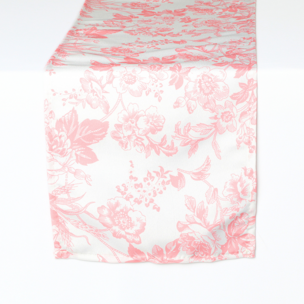 French Toile Table Runner Coral - CV Linens™