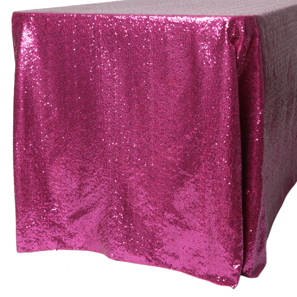 Glitz Sequin 90"x132" Rectangular Tablecloth - Magenta– CV Linens
