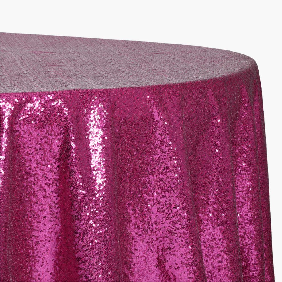 Glitz Sequins 132" Round Tablecloth - Magenta– CV Linens