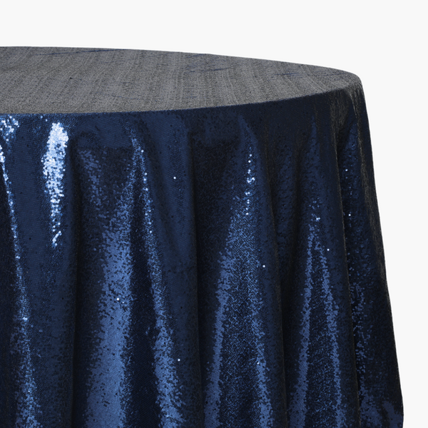Glitz Sequins 120" Round Tablecloth - Navy Blue (New Tone) - CV Linens™